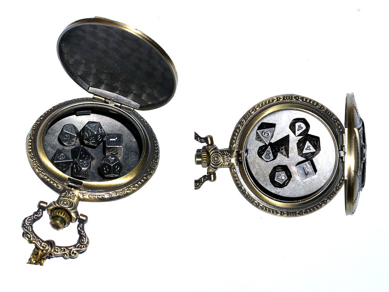 Dragons Pocket Watch Case Dnd Patry Min Brass Dice Set Metal - Etsy UK