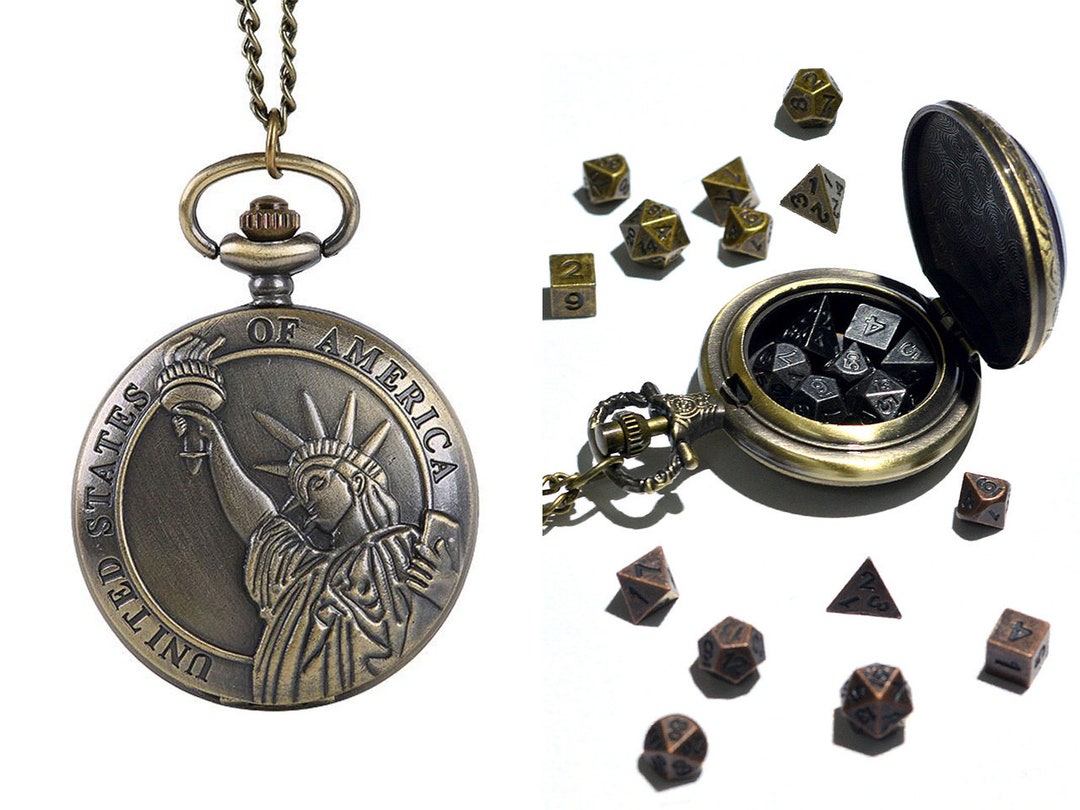 Statue of Liberty Pocket Watch Shell With 7-die Metal Micro Polyhedral ...