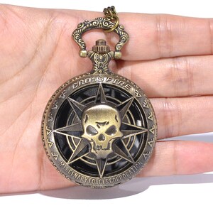 Skull and Star Pocket Watch Case With 7 Metal Dice, Men's Mechanical ...