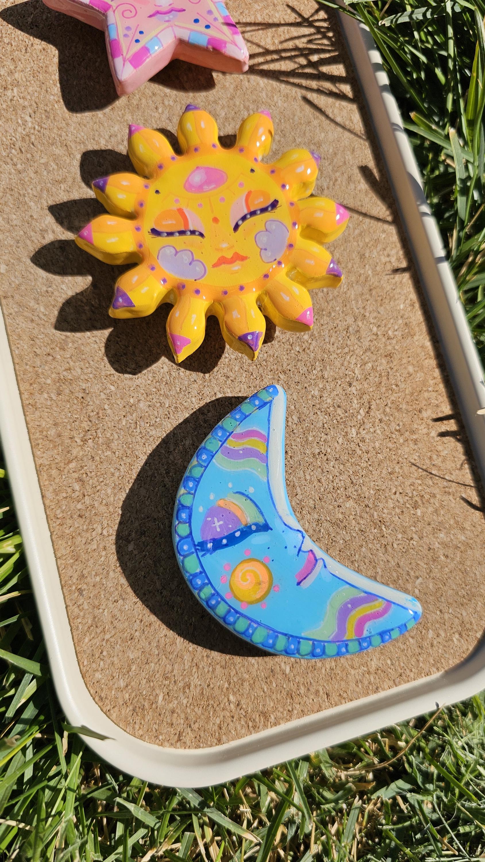 Sun, Moon & Star Clay Fridge Magnets: Celestial Decor - Etsy