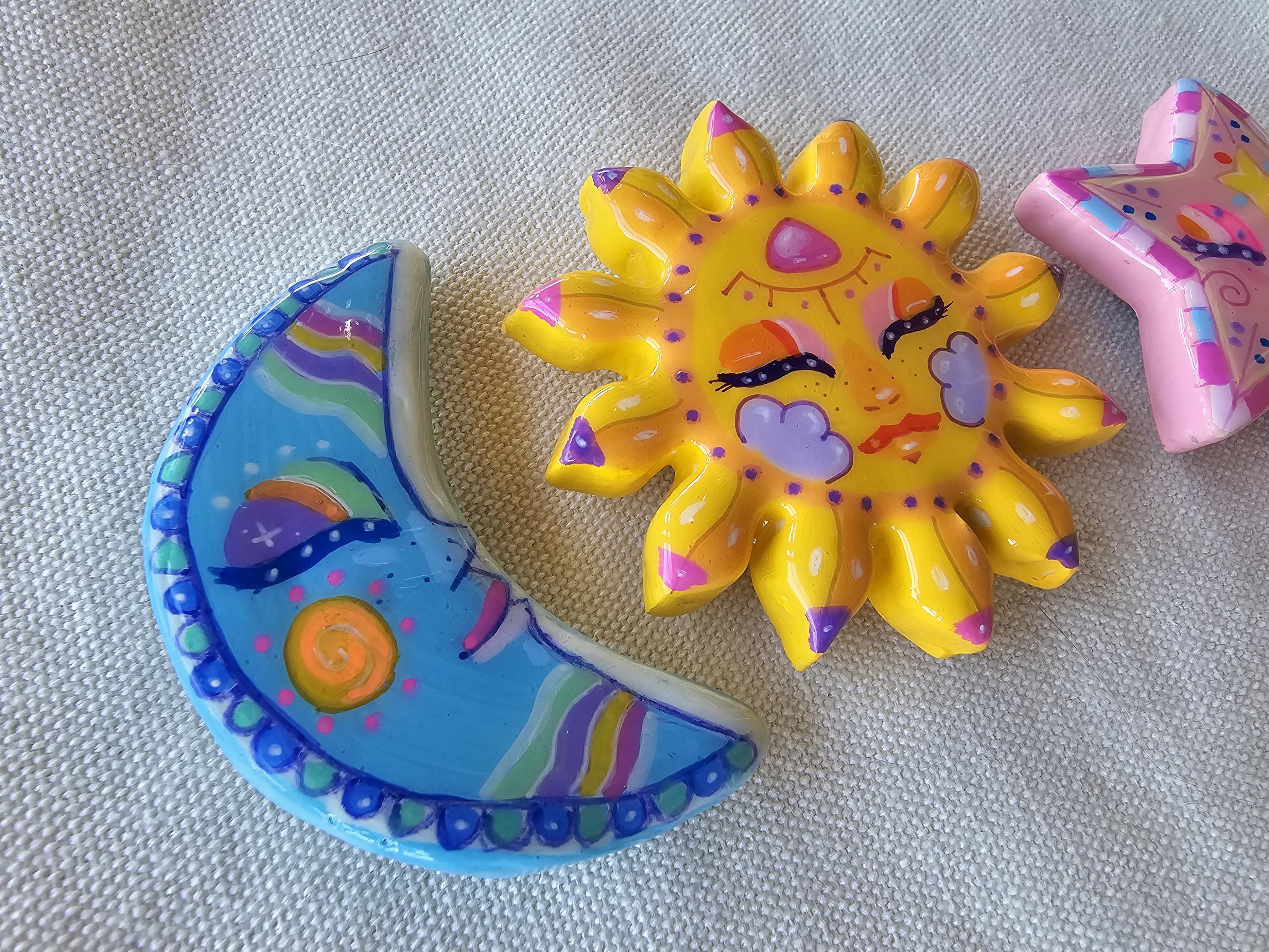 Sun, Moon & Star Clay Fridge Magnets: Celestial Decor - Etsy