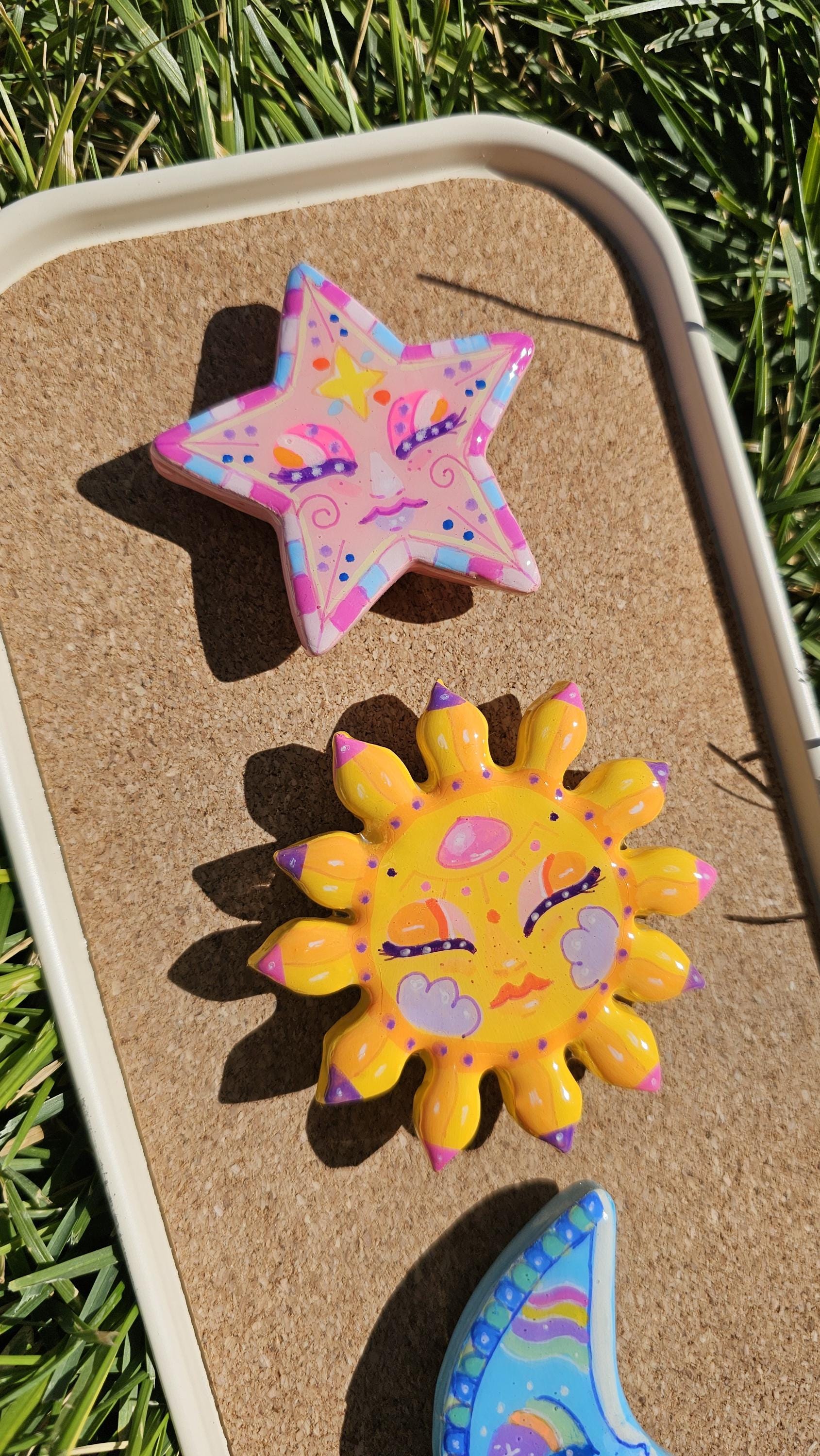 Sun, Moon & Star Clay Fridge Magnets: Celestial Decor - Etsy