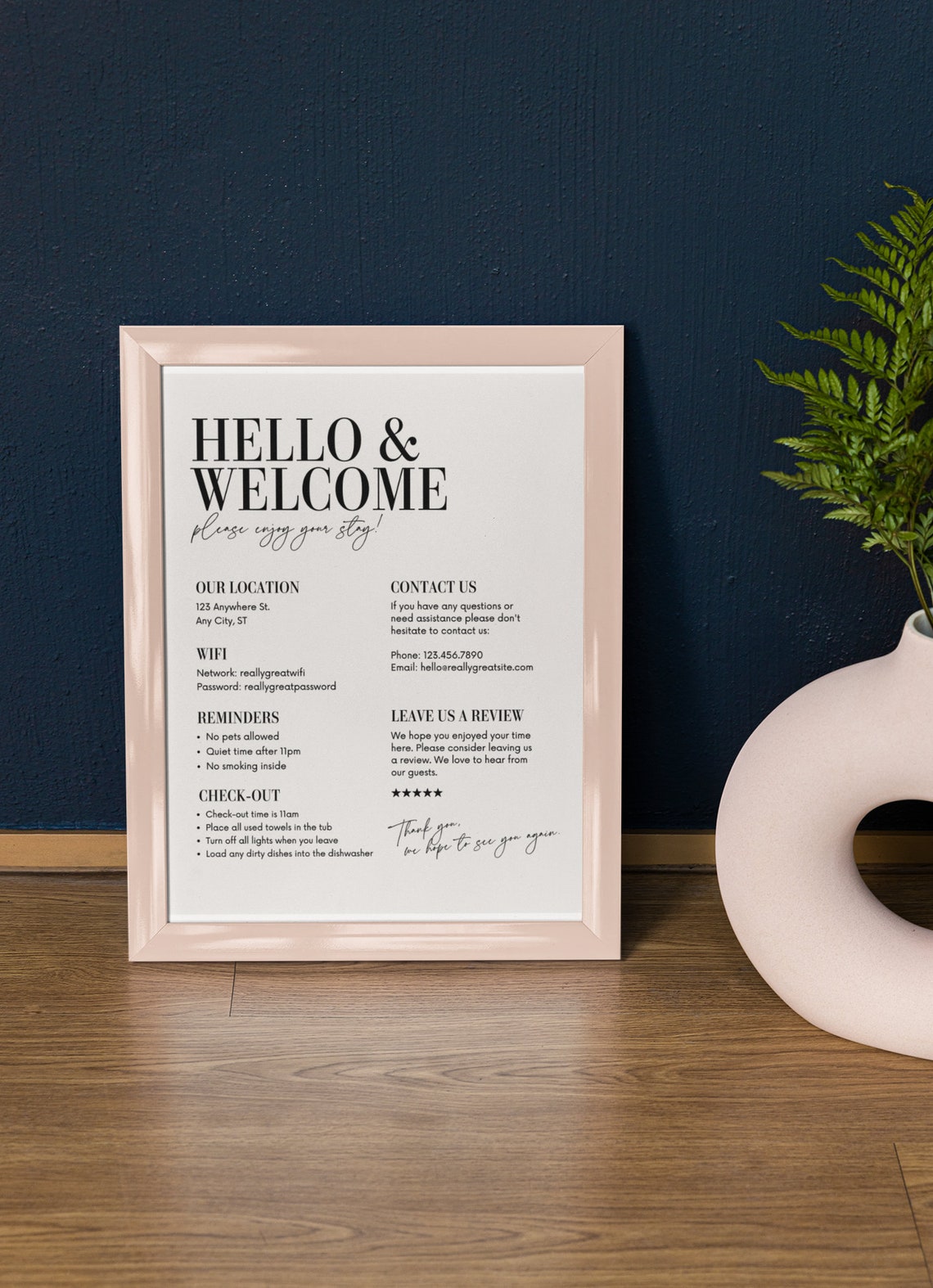 Editable Welcome Sign Host Templates House Rules Wifi Sign Vacation ...