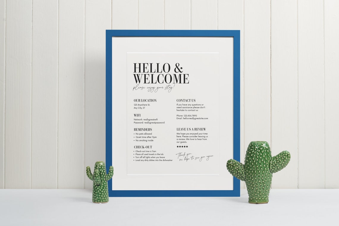 Editable Welcome Sign Host Templates House Rules Wifi Sign Vacation ...