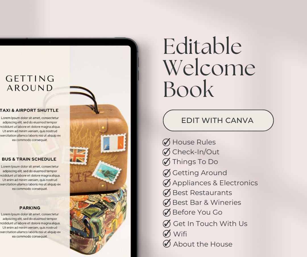Welcome Book | Templates | House Rules | Wifi Sign | Welcome Sign ...