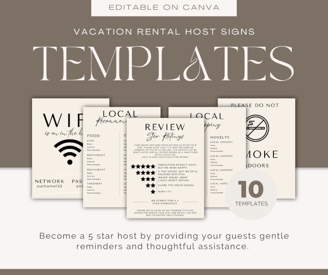 Editable Sign Bundle | Host Templates | House Rules | Wifi Sign ...
