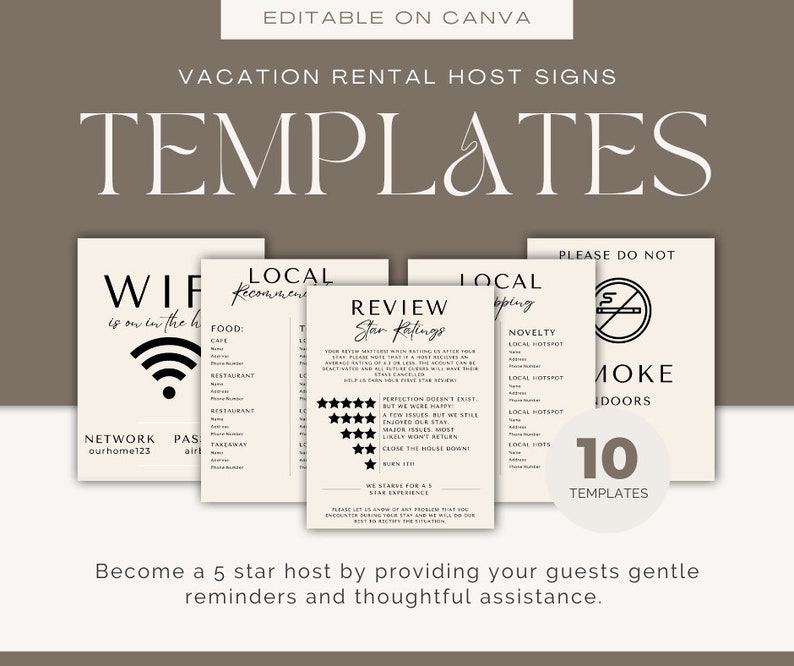 Editable Sign Bundle | Host Templates | House Rules | Wifi Sign ...