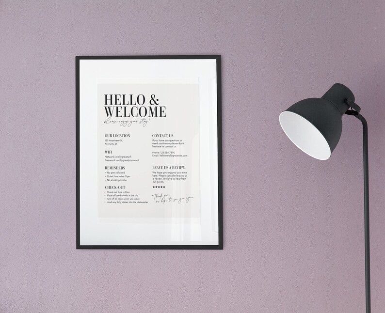 Editable Welcome Sign | Host Templates | House Rules | Wifi Sign ...