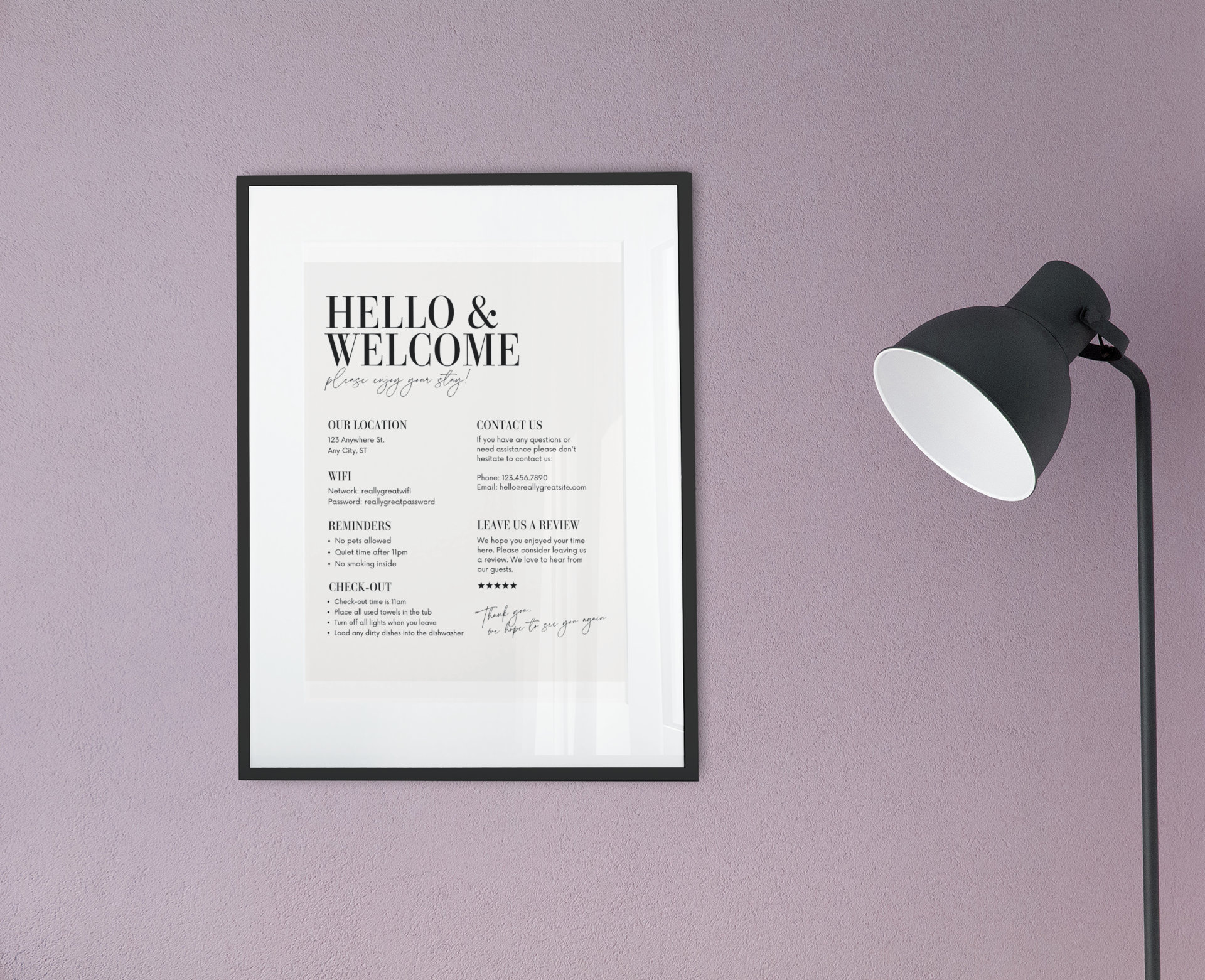 Editable Welcome Sign | Host Templates | House Rules | Wifi Sign ...