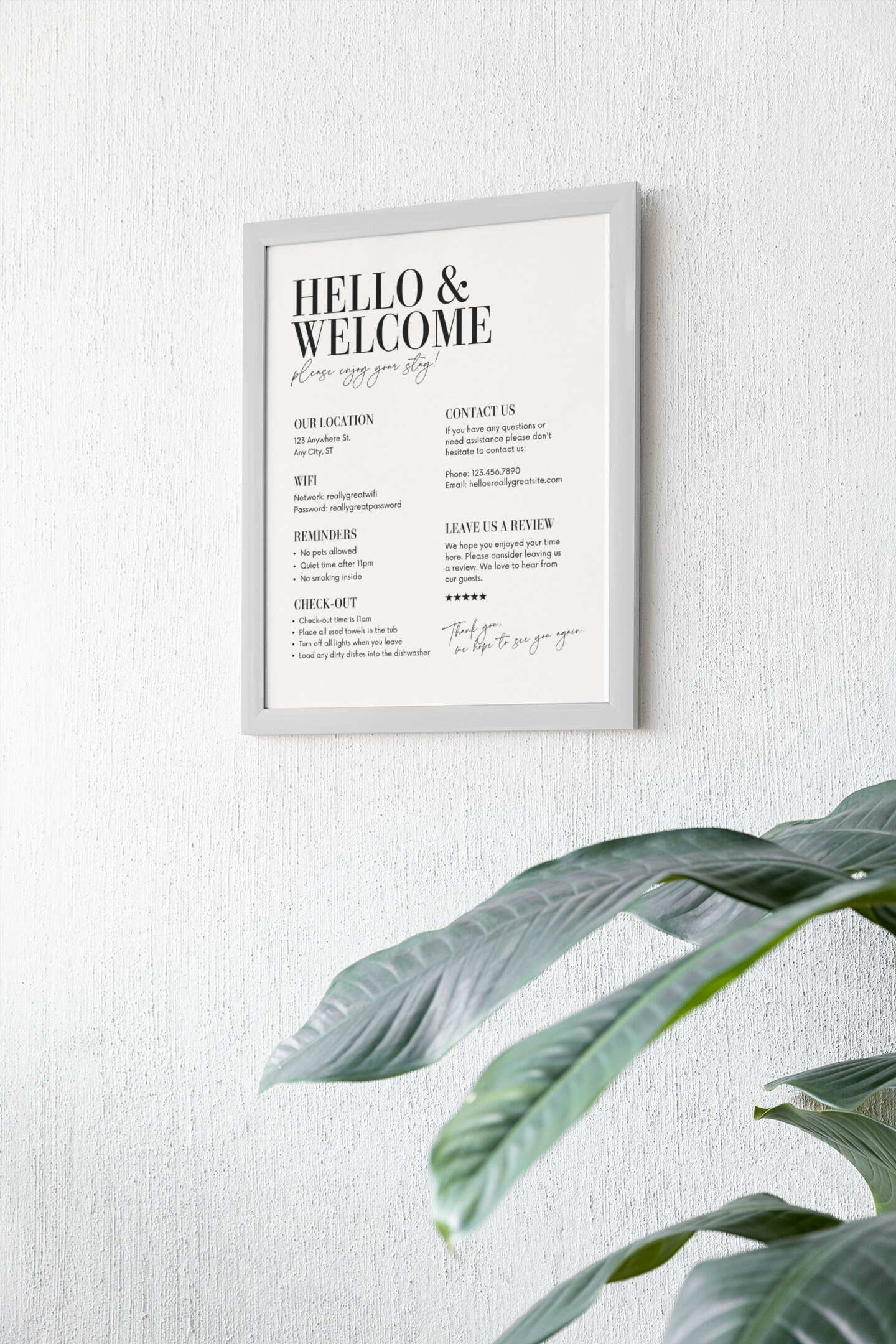 Editable Welcome Sign | Host Templates | House Rules | Wifi Sign ...