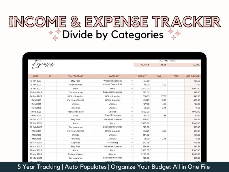 Small Business Bookkeeping Spreadsheet | Business Planner | Template ...