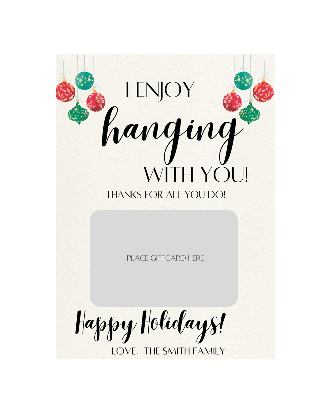 Editable Teacher Gift Card Holder, Printable Christmas Gift, Happy ...