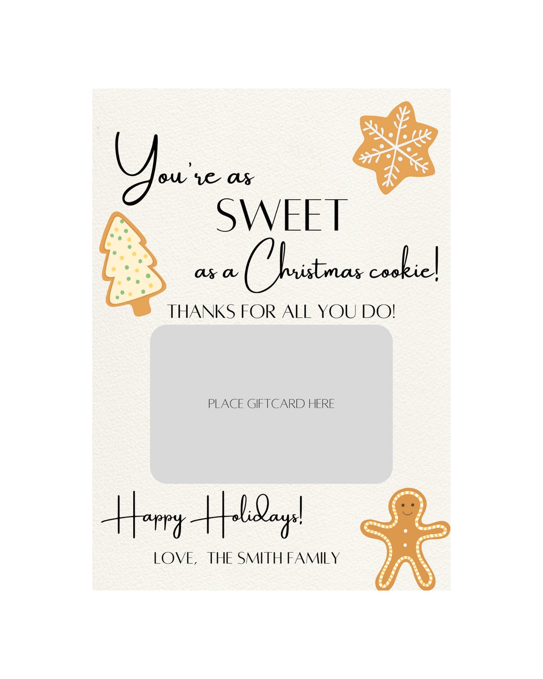 Editable Teacher Gift Card Holder Printable Christmas Gift - Etsy