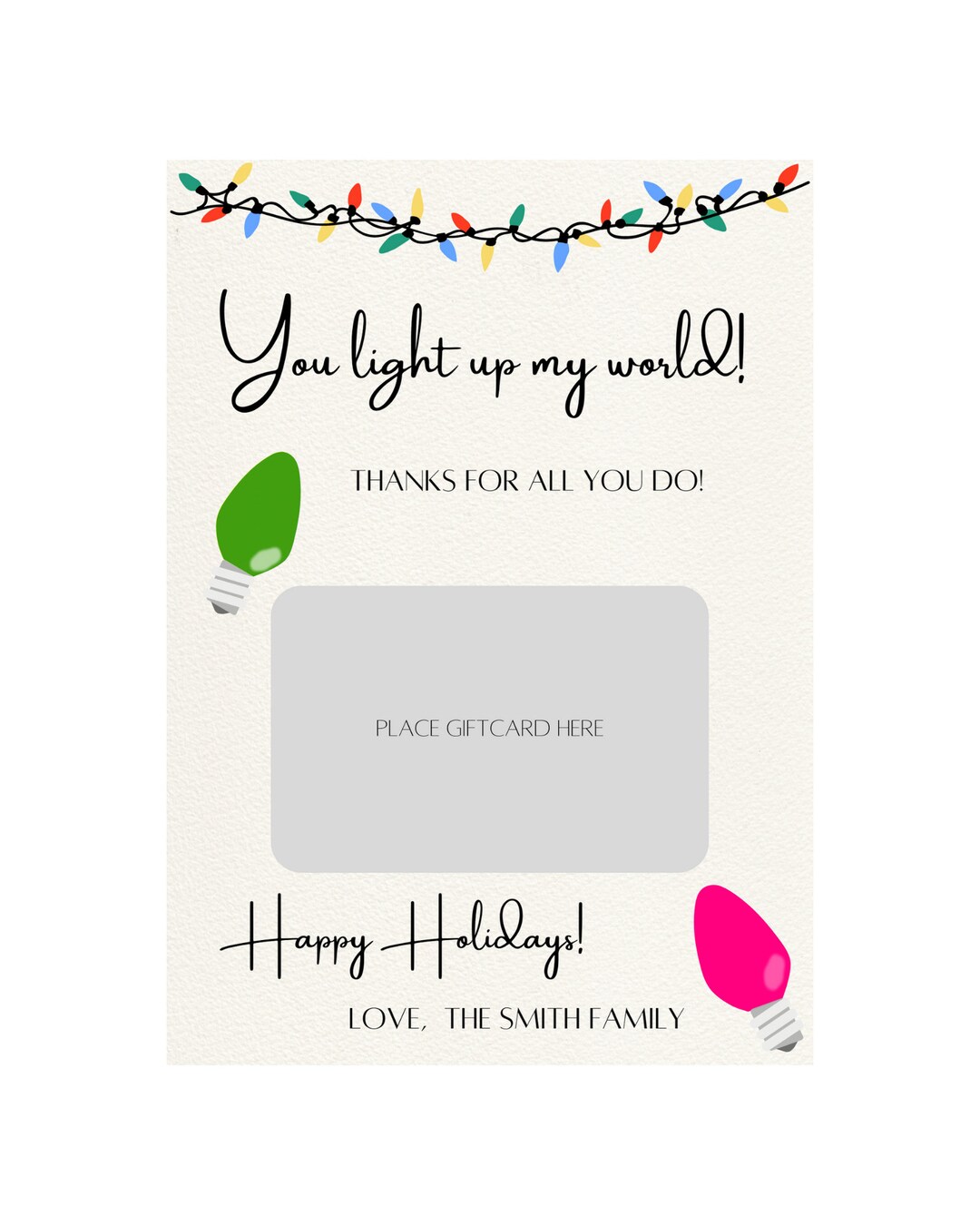 Editable Teacher Gift Card Holder, Printable Christmas Gift, Happy ...