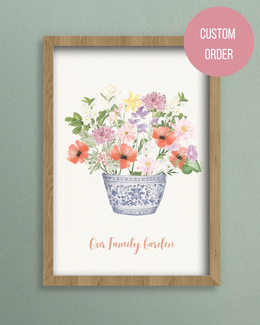 Family Flower Bouquet | Birth Month Flower Art | Personalized Custom ...