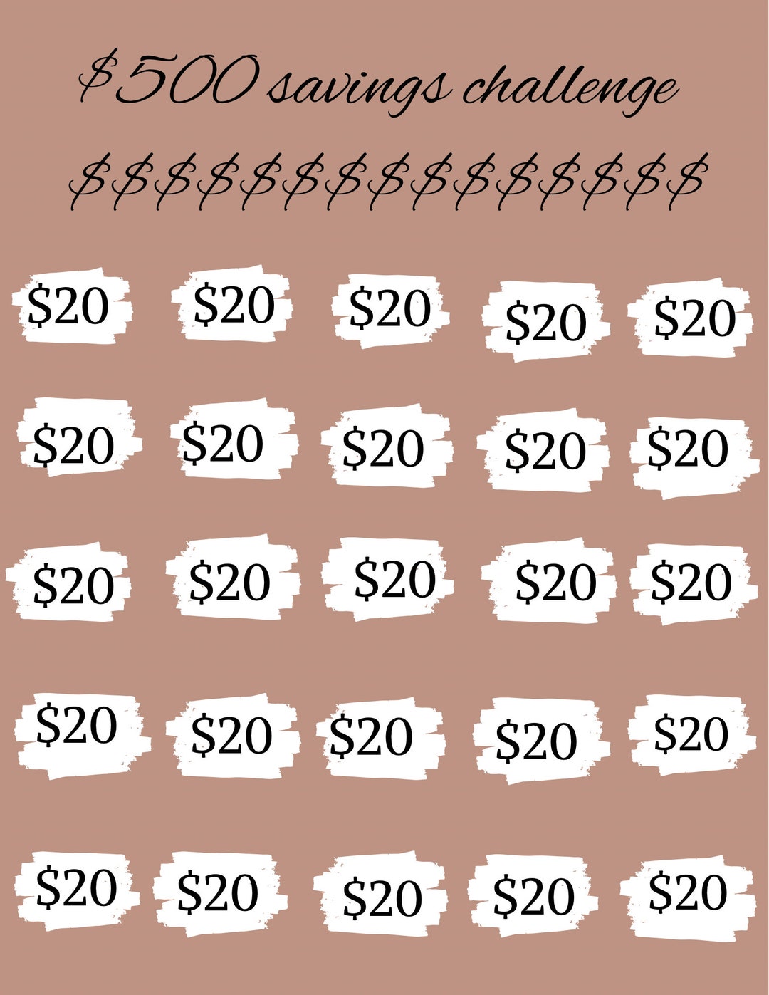 500 Dollar Savings Challenge Tracker - Etsy