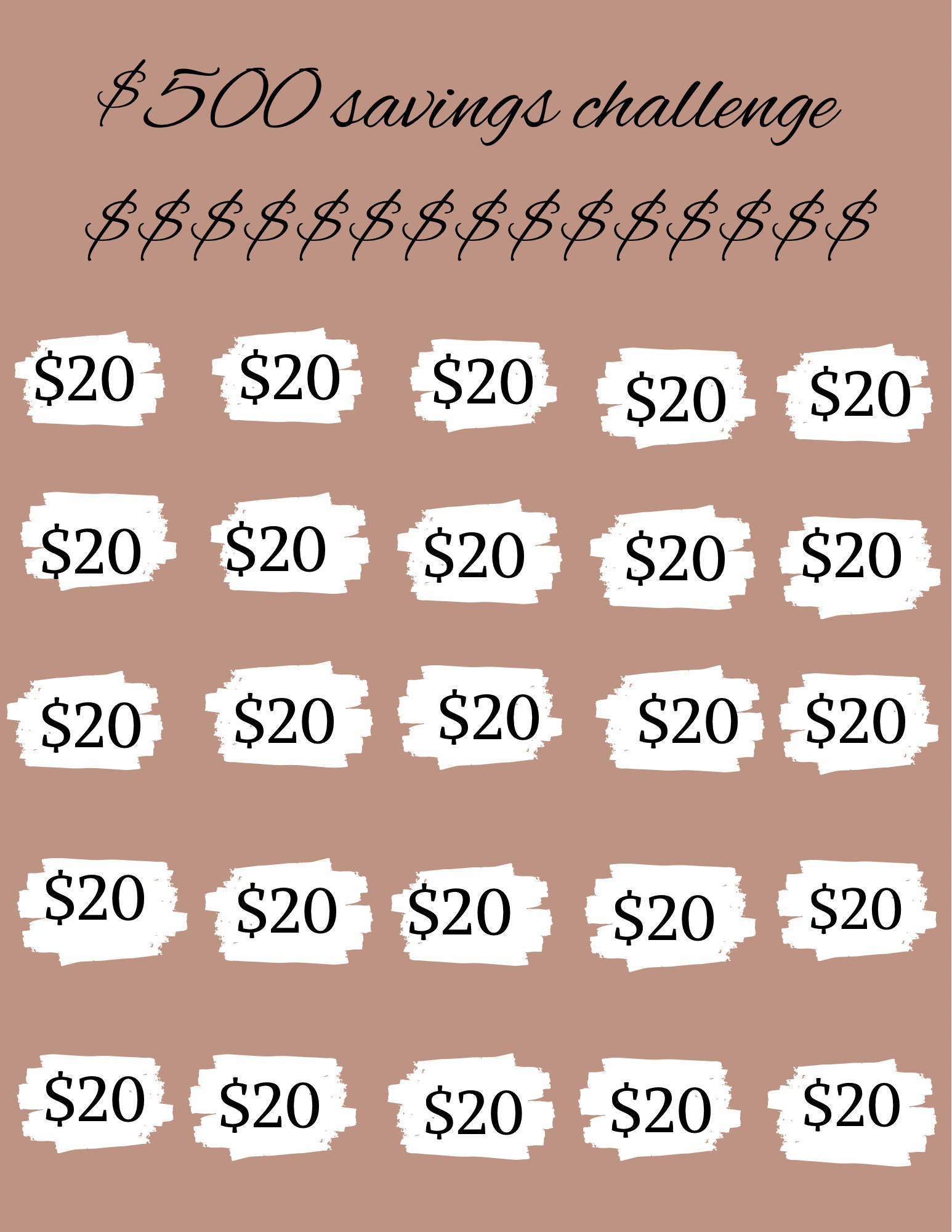 500 Dollar Savings Challenge Tracker - Etsy
