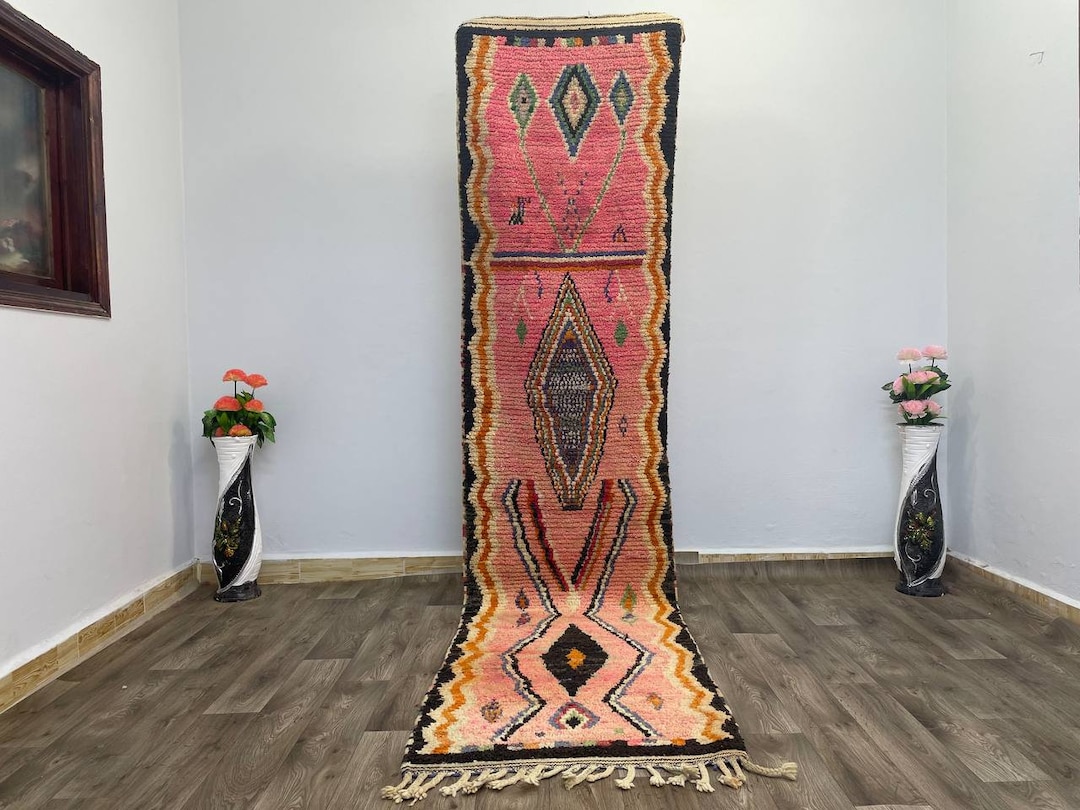Custom Moroccan Runner Rug,berber Wool Runner Rug,pink Runner ,vintage ...