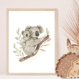 Mother and Baby Koala Print Nursery Wall Art, Australian Animals ...