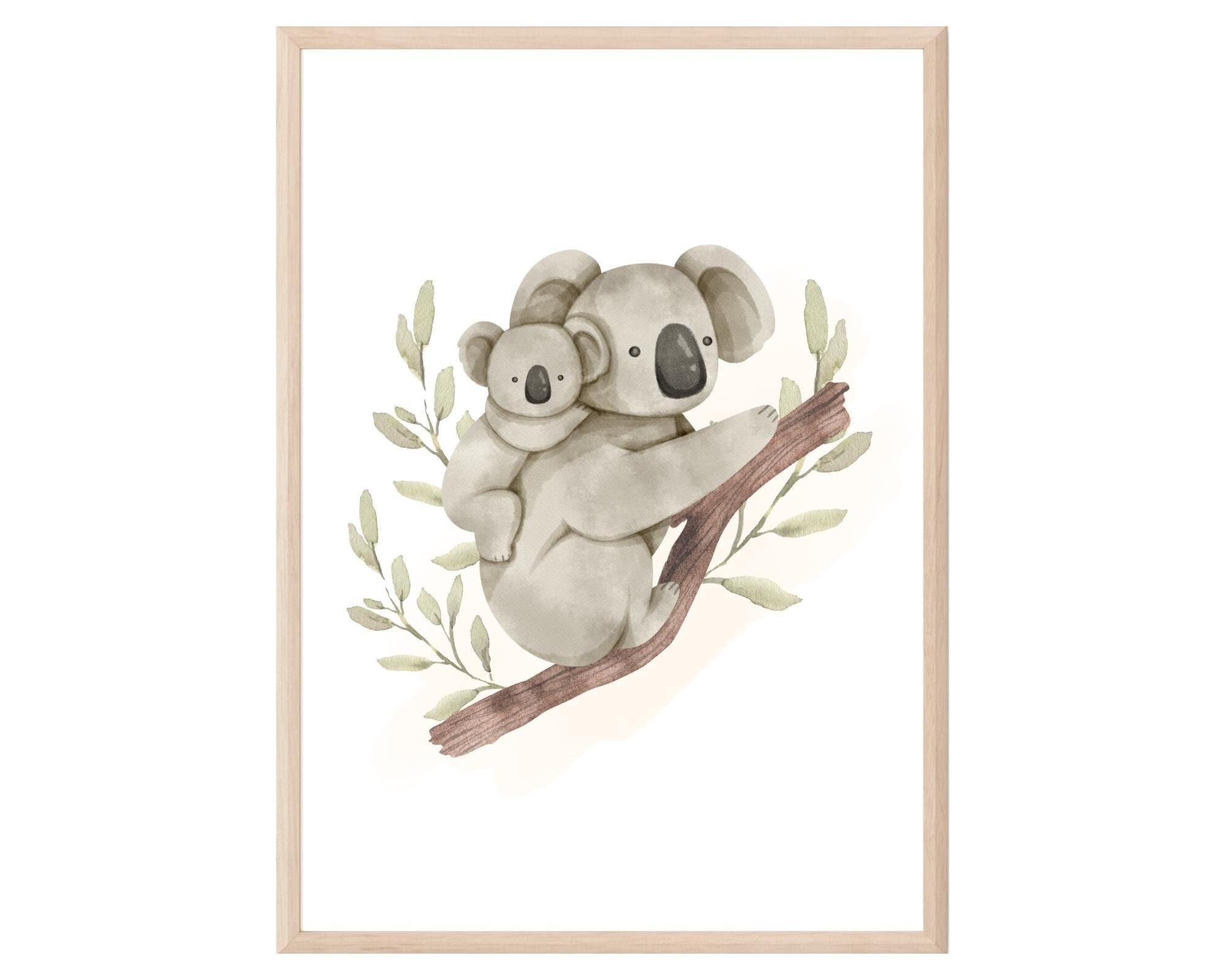 Mother and Baby Koala Print Nursery Wall Art, Australian Animals ...