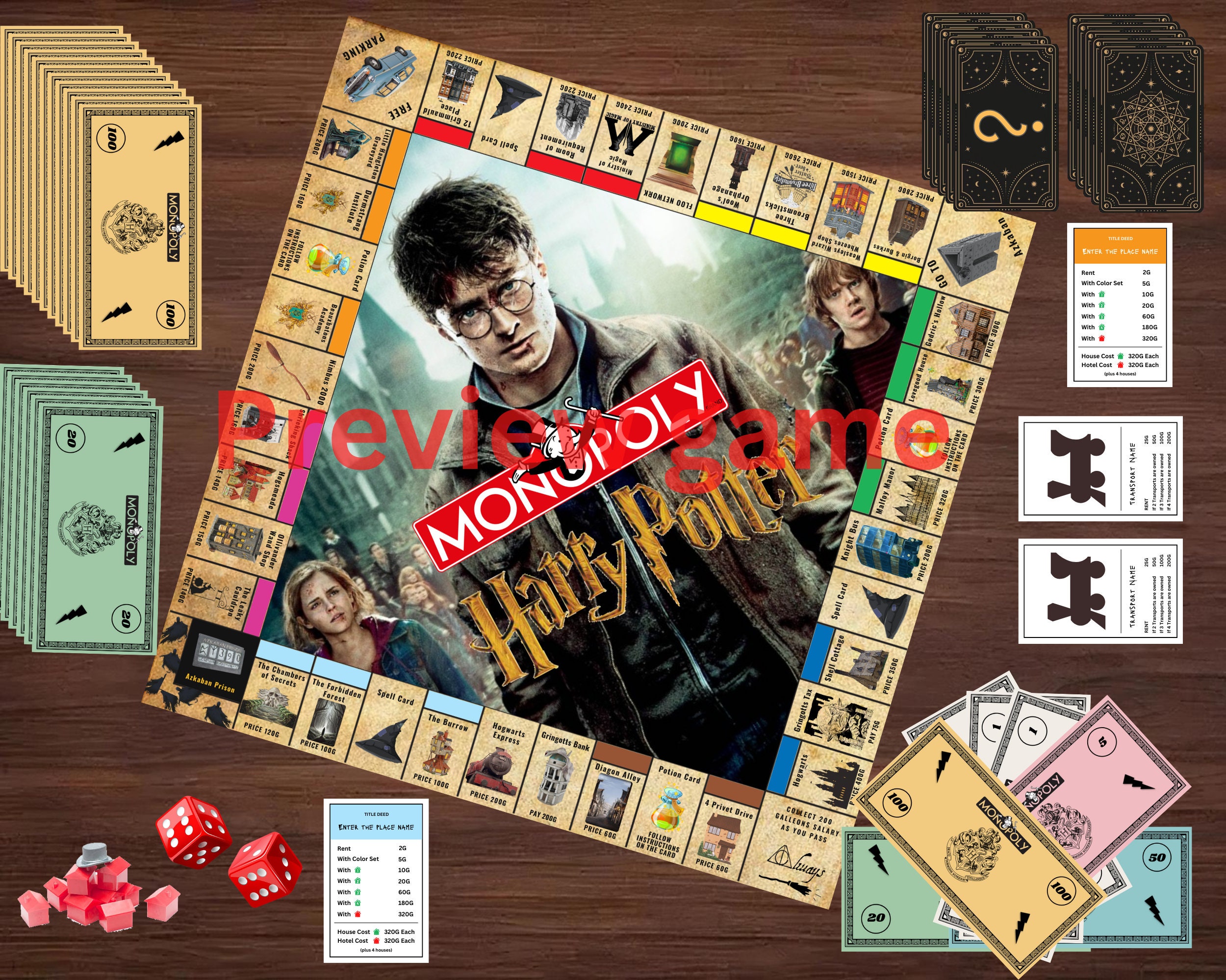 HP V2 Editable Monopoly Board Game Template Custom Monopoly Template ...