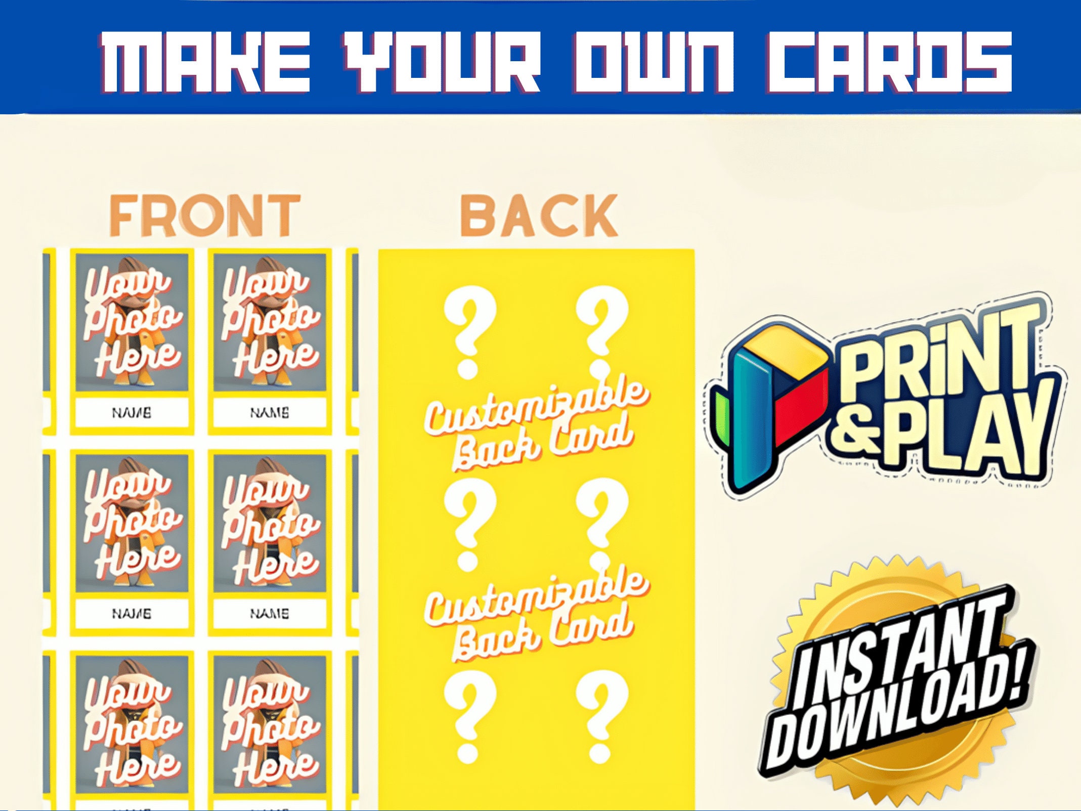 Make Your Own Cards Custom Template Editable Insert Cards Montessori ...