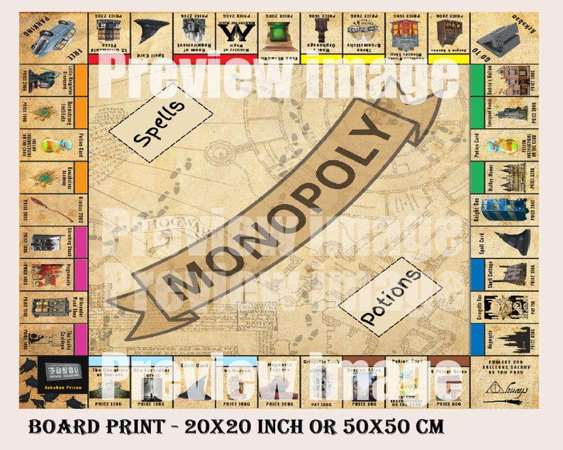 HP Editable Monopoly Board Game Template Custom Monopoly Template Game ...