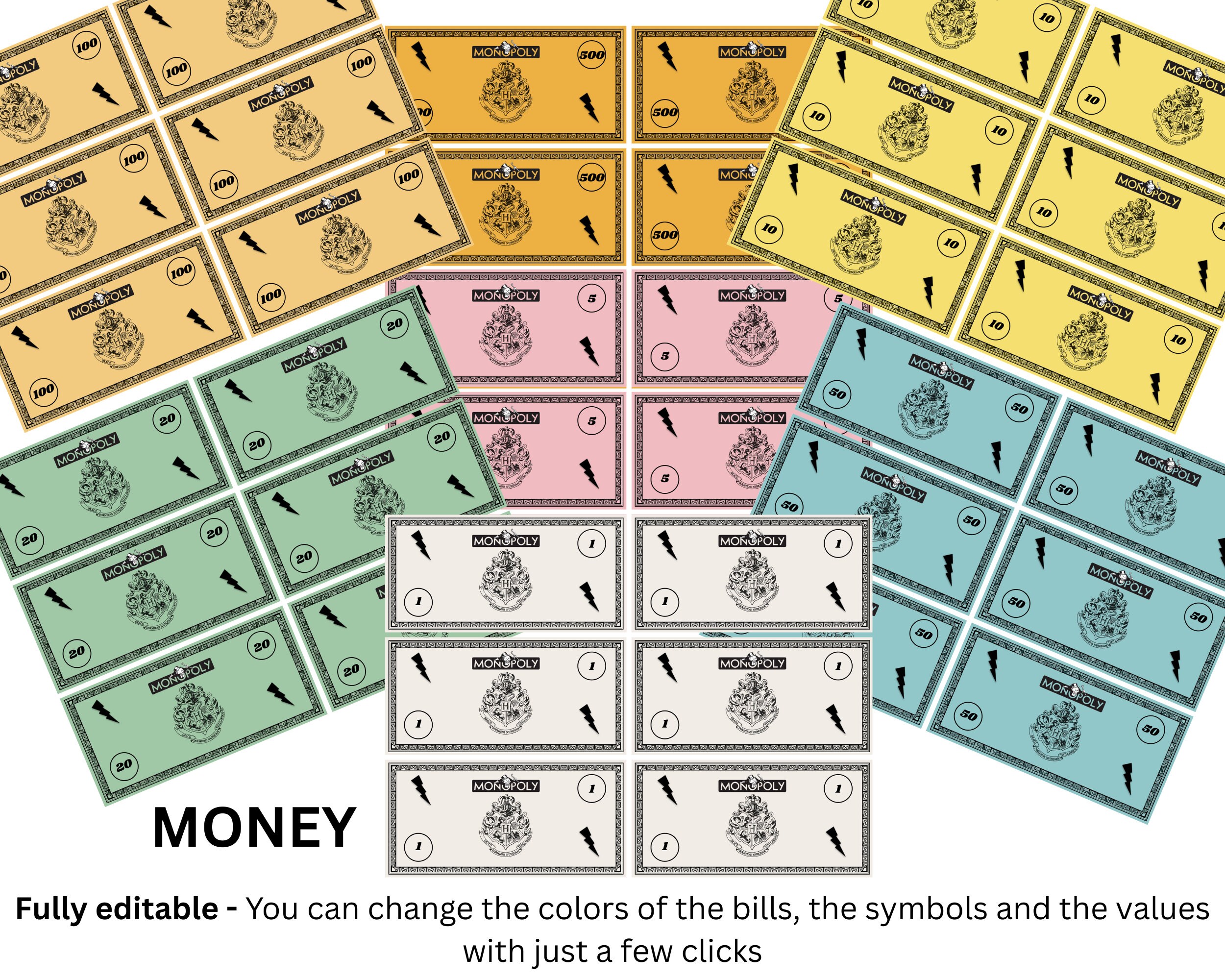 HP V2 Editable Monopoly Board Game Template Custom Monopoly Template ...