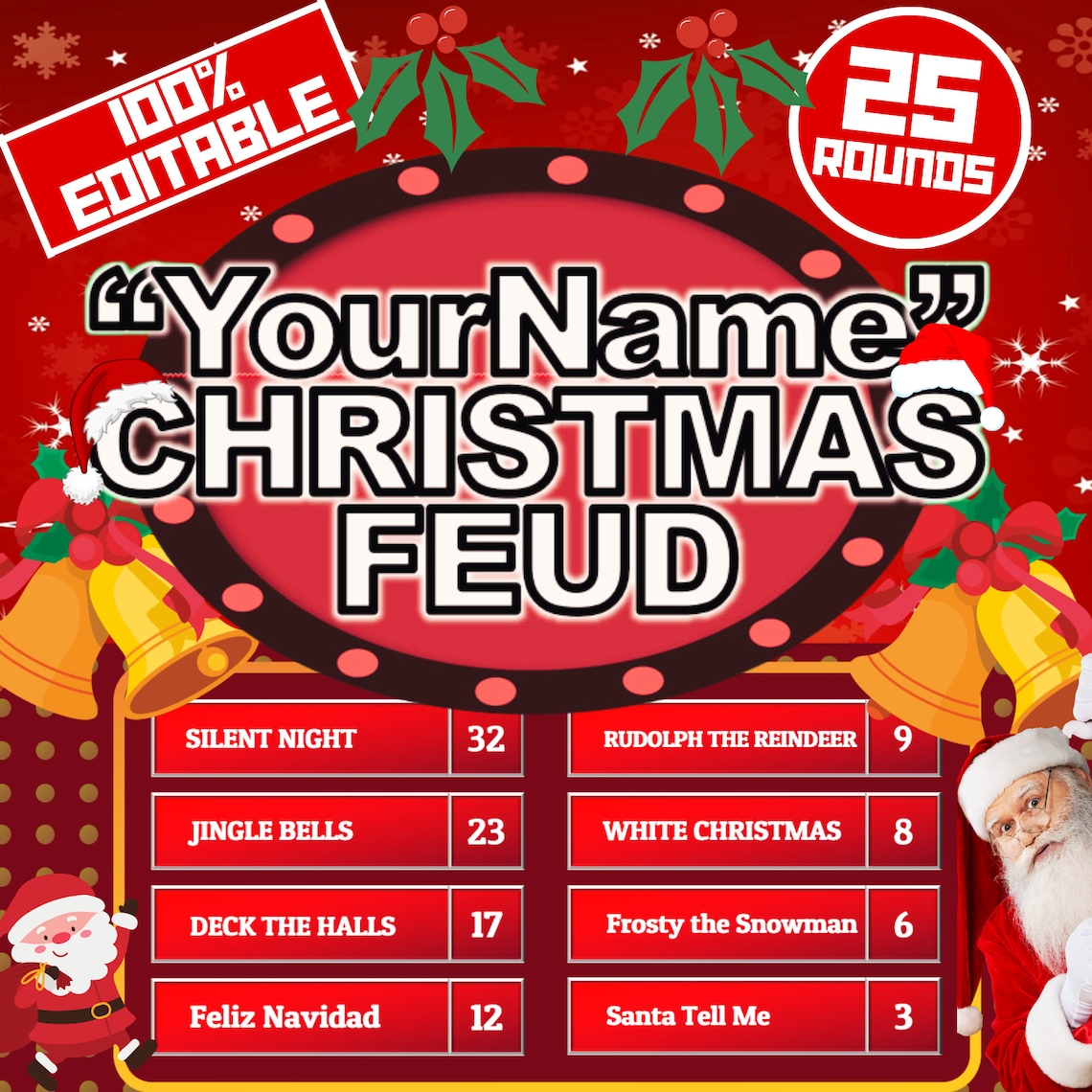 Christmas Feud Family Feud Christmas Party Game Games for Christmas ...