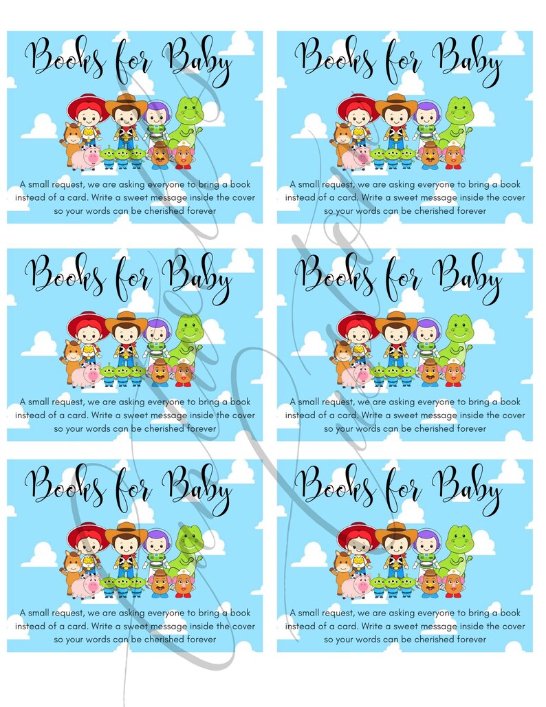 Toy Story Theme Books for Baby Invitation Envelope Stuffers - Etsy