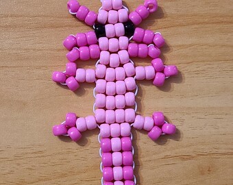 Axolotl Beaded Keychain/ White and Orange Axolotl/ Colored Lizard ...