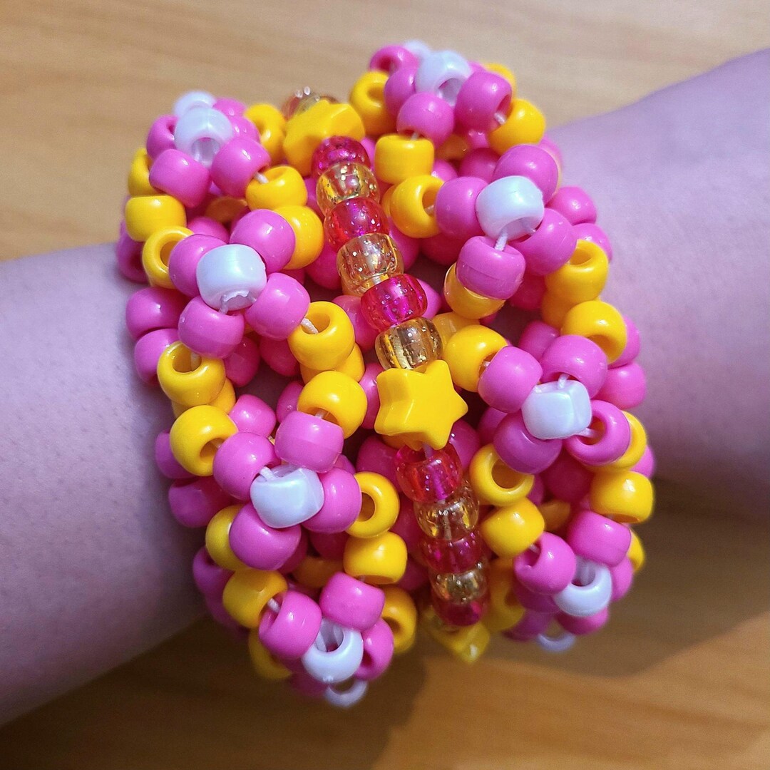 Mini Rotating Kandi Cuff, Pink and Yellow - Etsy