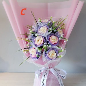 Handcrafted Ribbon Bouquet - Bling Eternal Rose, Ribbon Rose Bundle ...