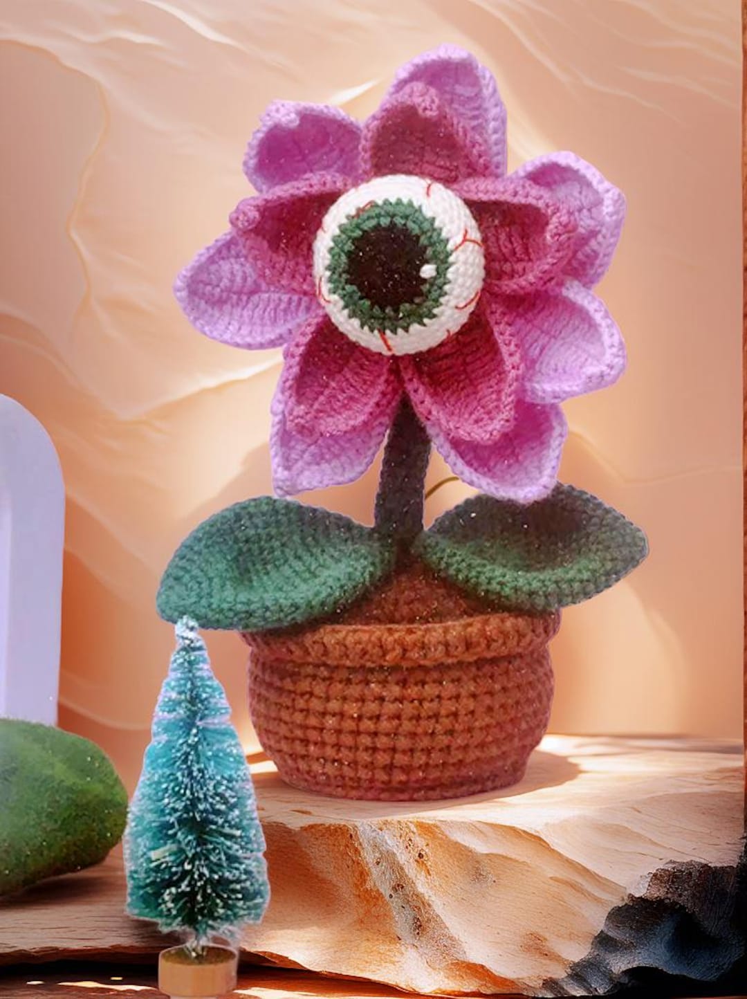 Halloween Decor Crochet Pattern, Amigurumi Lily Devil Eyes Plant Pot ...