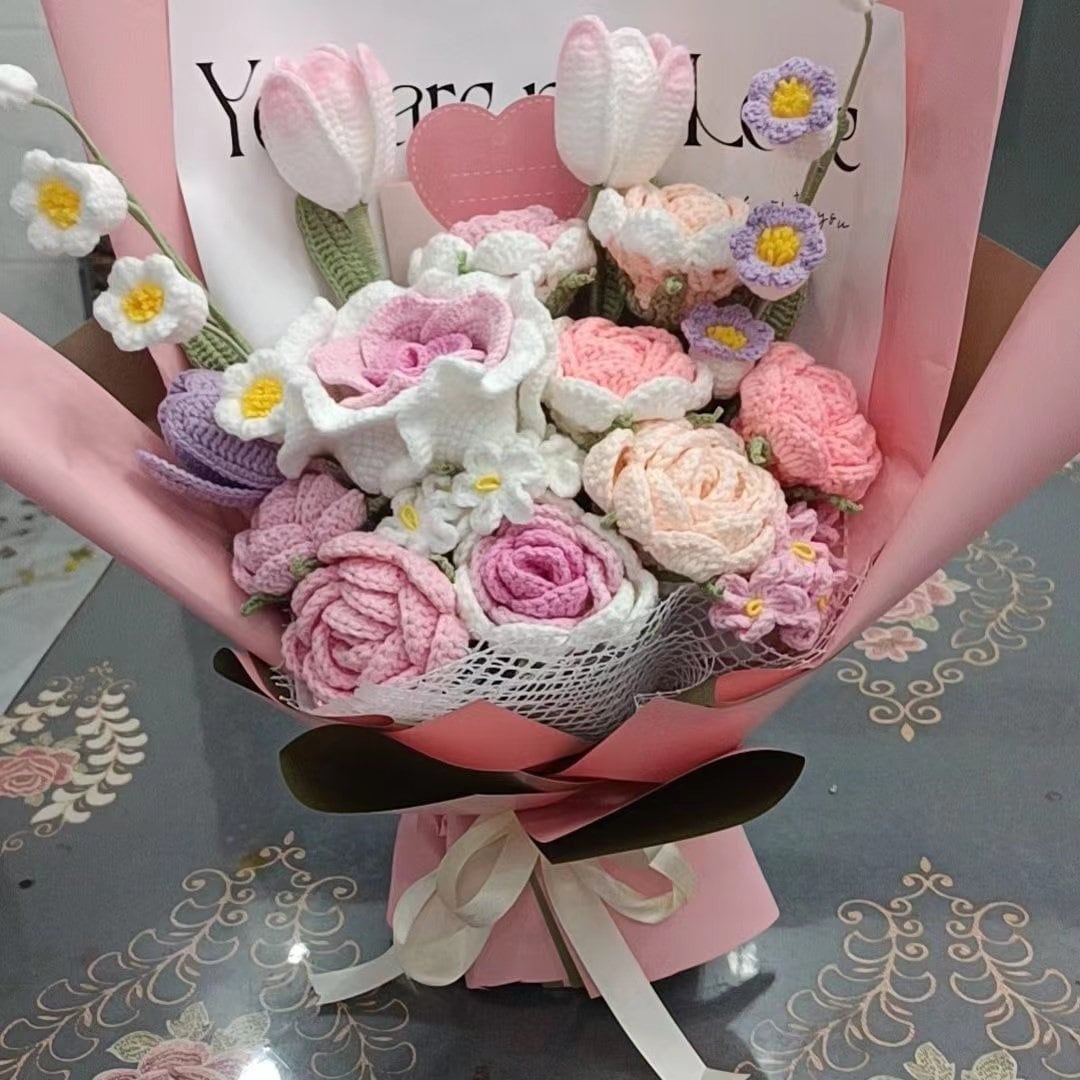 Handmade Crochet Flower Bouquet Pattern PDF Roses, Lily of the Valley ...