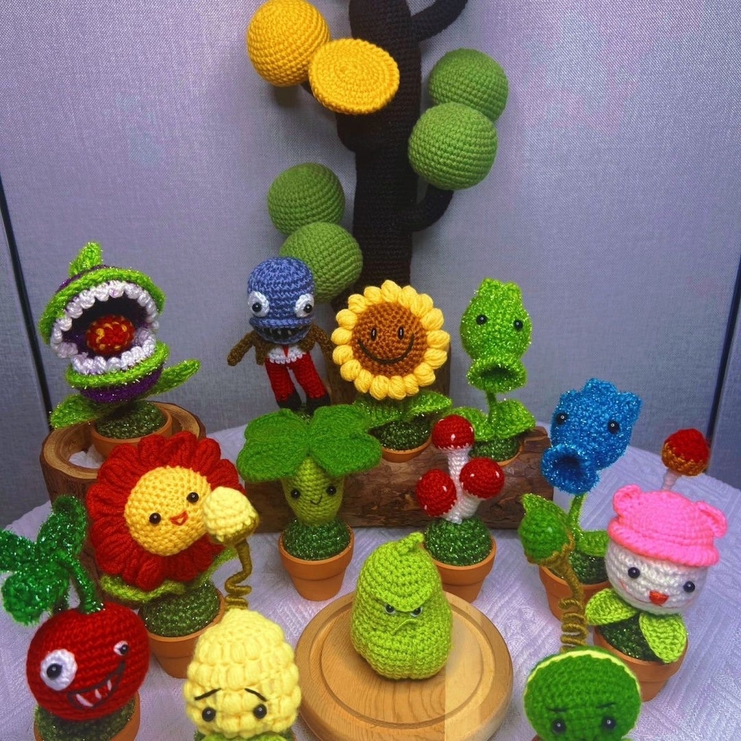 Handcrafted Amigurumi Crochet Plants Vs. Zombies and Animal Potted Toys ...