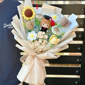 Personalized Crochet Graduation Flowers and Bouquets: Handcrafted Gifts ...
