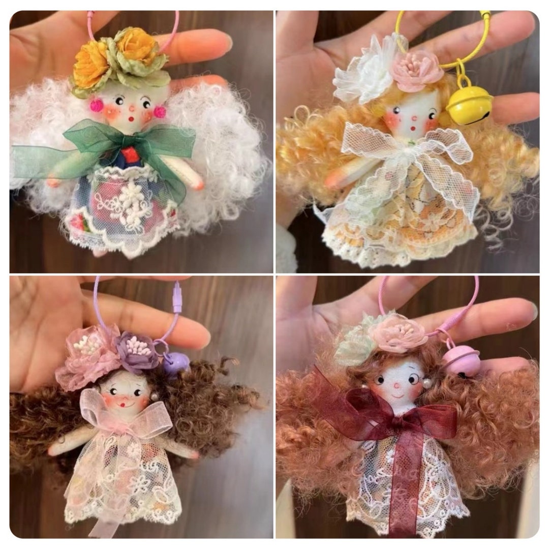 Handmade Fabric Rag Doll Cute Girl Pendant Charms, Keychains, Car ...