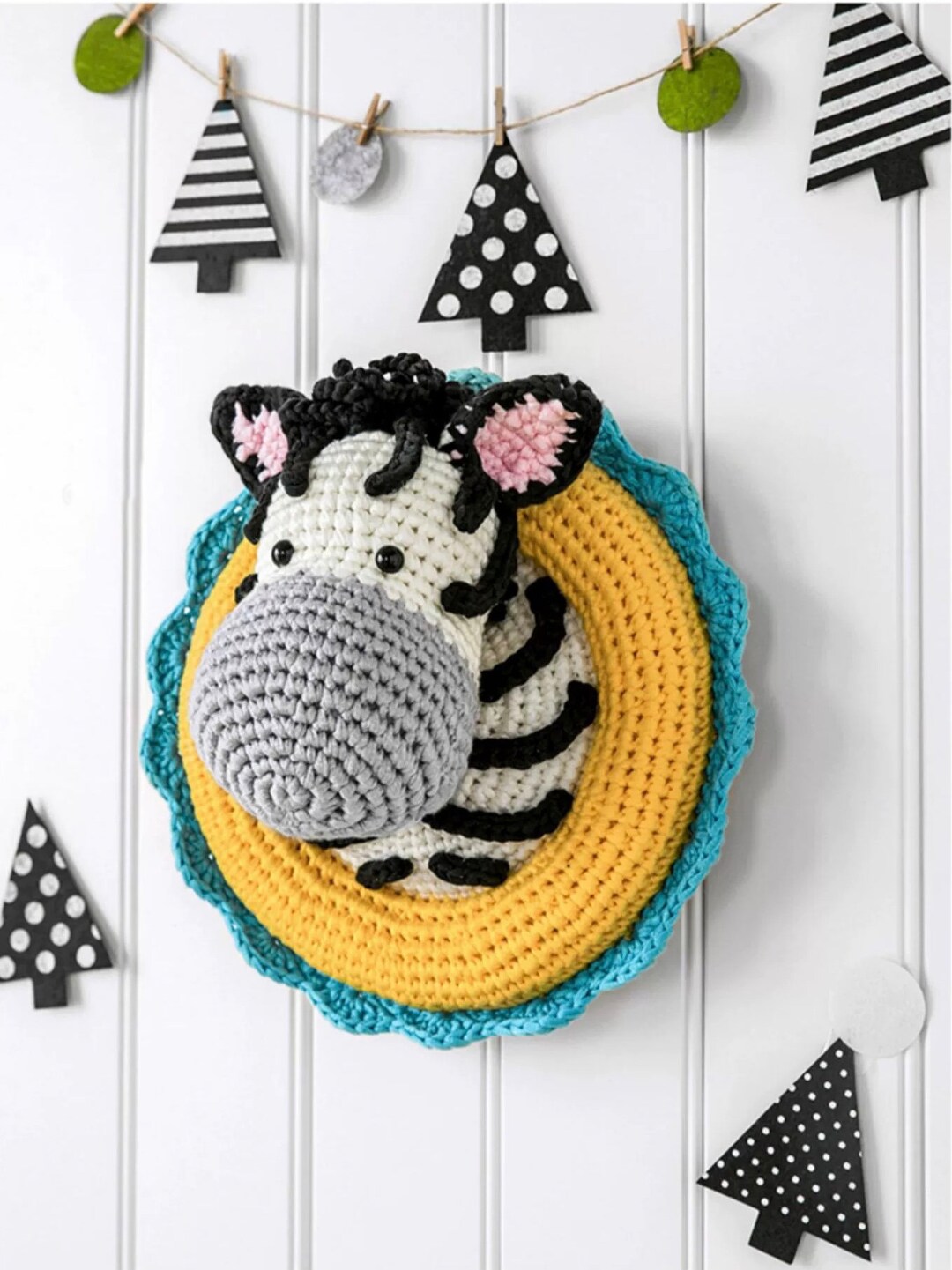Amigurumi Zebra Crochet Pattern: 3D Animal Wall Hanging (PDF Digital ...