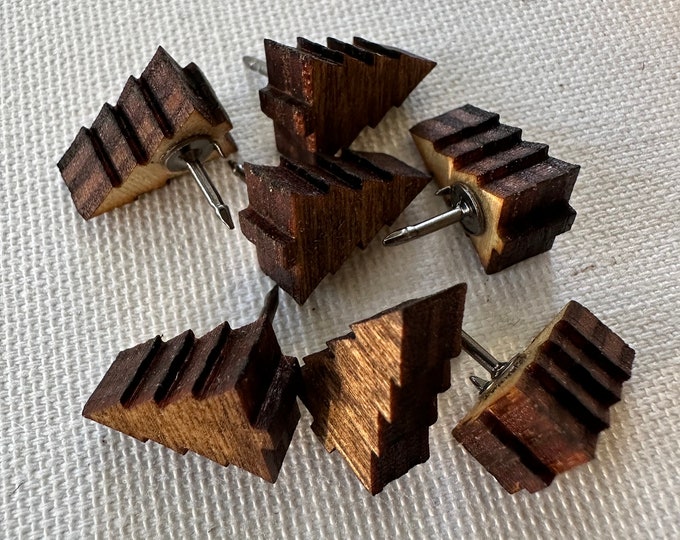 Wooden Push Pins for Travel Map, Christmas Tree Pins for Tracking Map ...