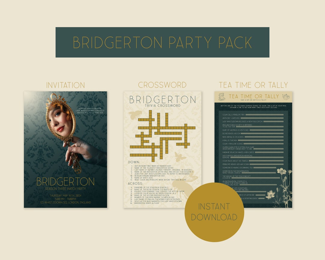 Printable Download Bridgerton Season 3 Colin Penelope Watch Party FULL ...