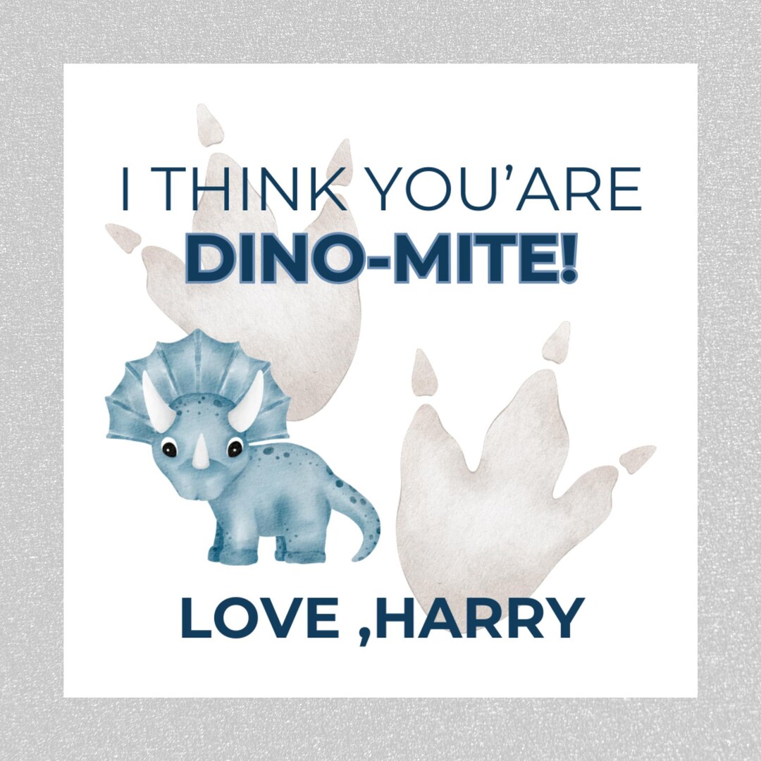 Dino-mite Valentines Gift Tag - Etsy
