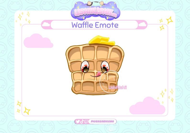 Cute Kawaii Yummy Breakfast Waffle Emote - Twitch, Discord, Youtube - Etsy