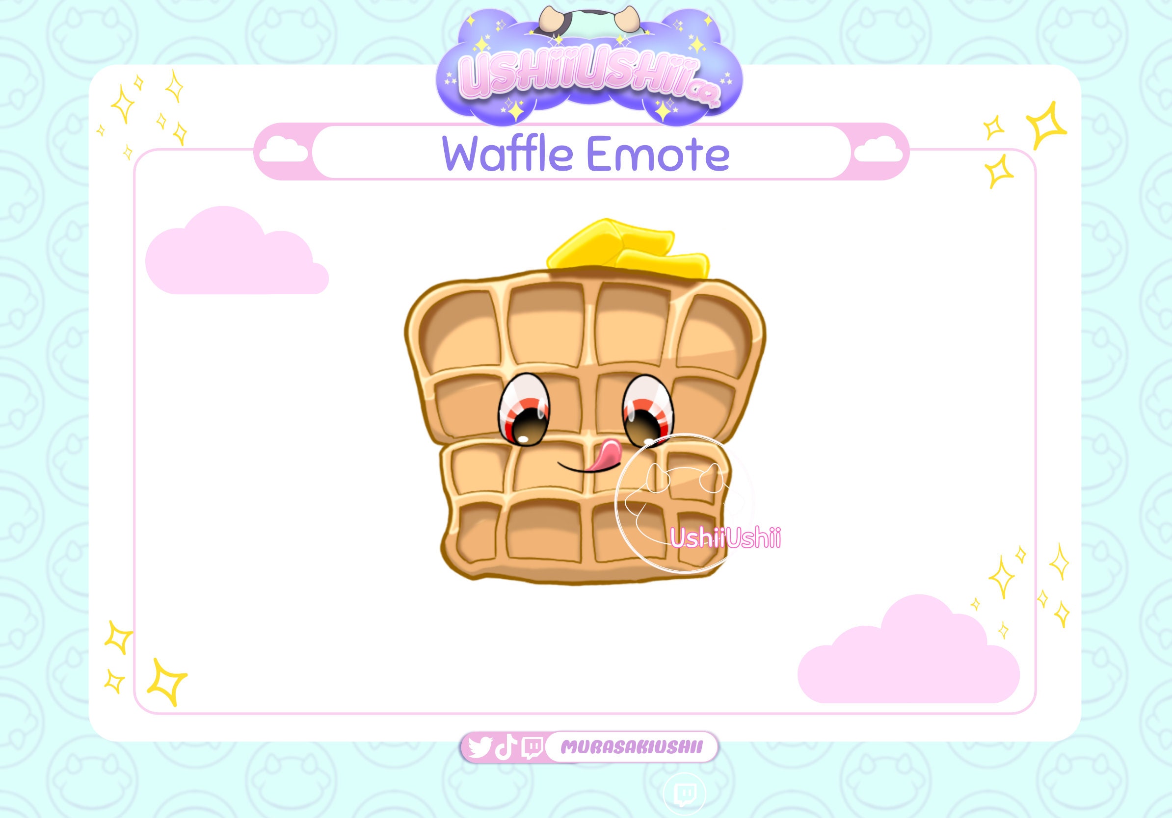 Cute Kawaii Yummy Breakfast Waffle Emote - Twitch, Discord, Youtube - Etsy