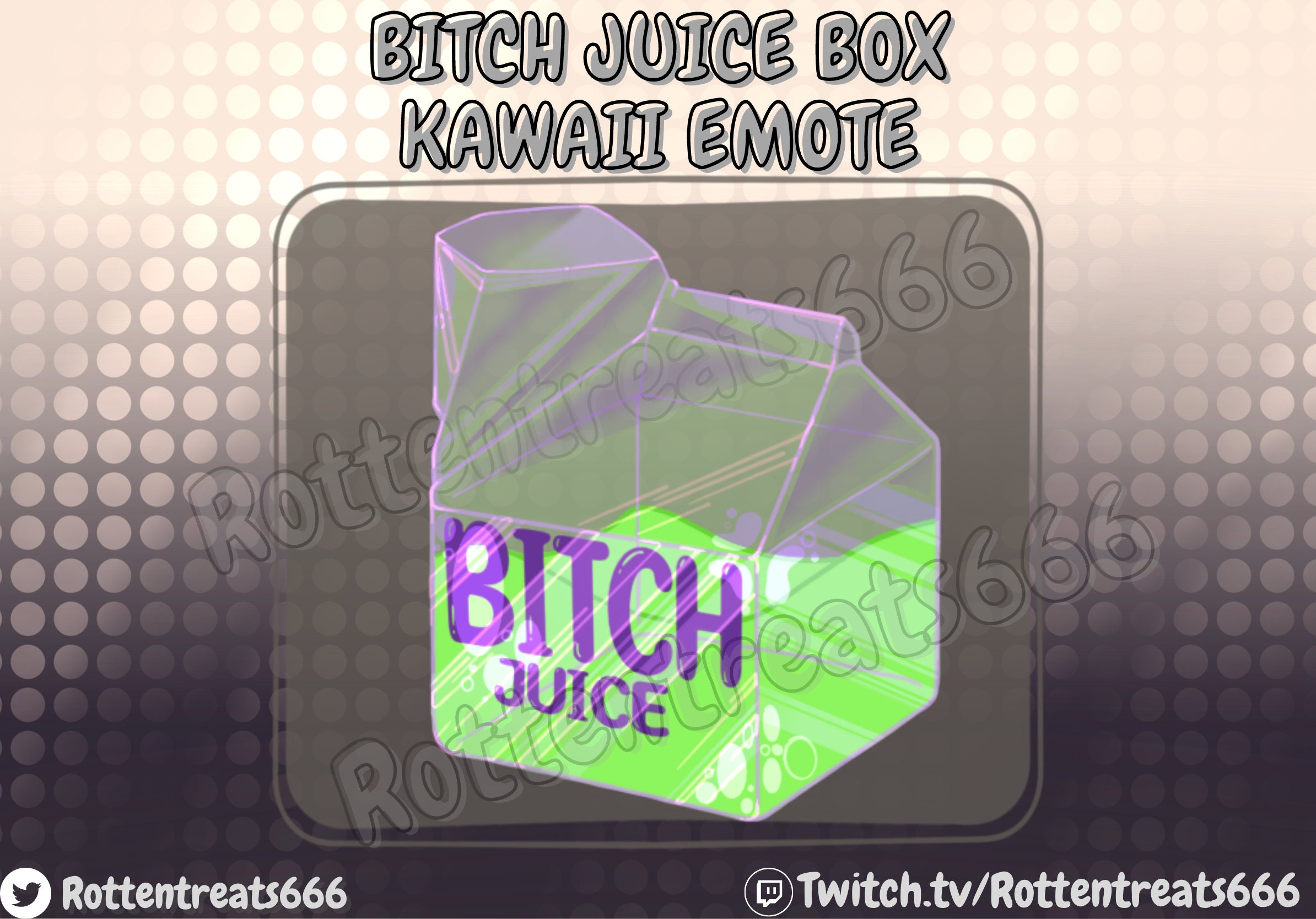 Sassy Green &purple Bitch Juice Box Emote Twitch Youtube - Etsy