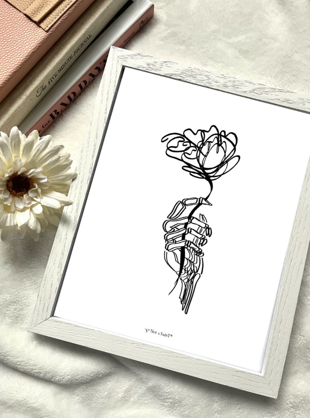 Beautiful Soul Framed Poster Line Art Floral Art Skeleton Hand Print by ...