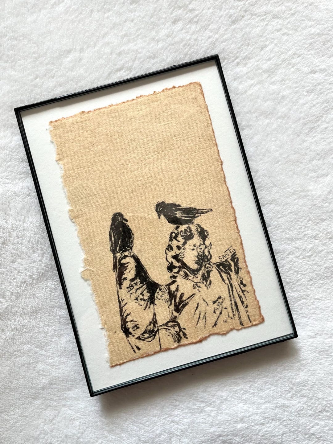 The Angel and the Crow Dark Art Crows Angel Statues Line Art Fine Art ...