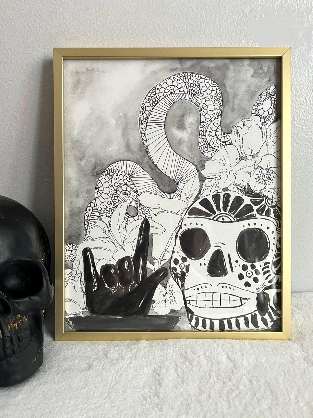 The Underworld | Dark Art | Skull Art | Snake Art | Floral Art | Line ...