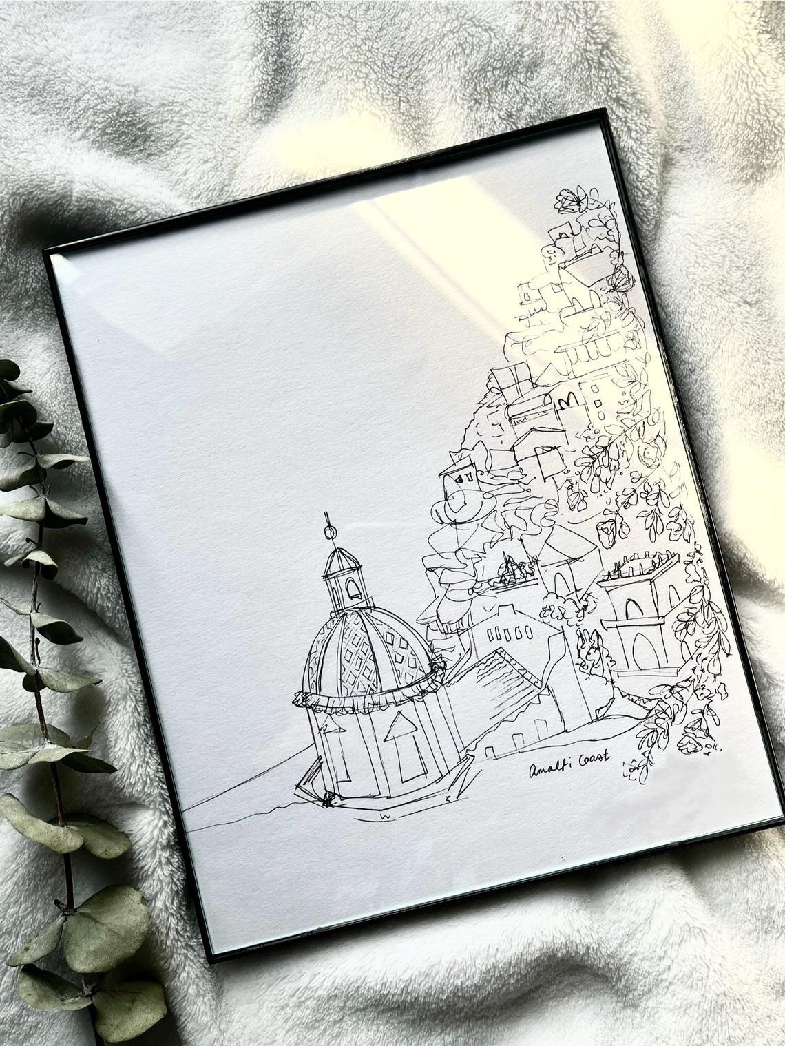 Amalfi Coast | Italy | Line Art | Fine Art | Ink Sketch | Landscape ...