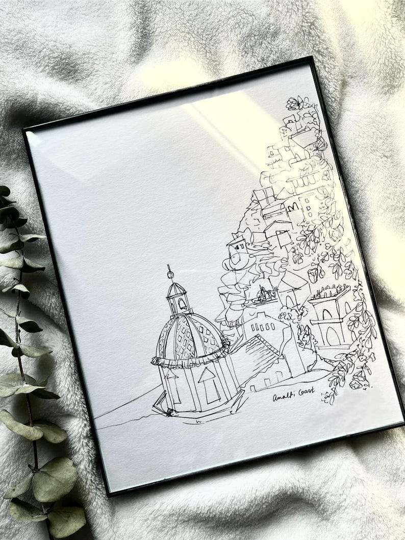 Amalfi Coast | Italy | Line Art | Fine Art | Ink Sketch | Landscape ...